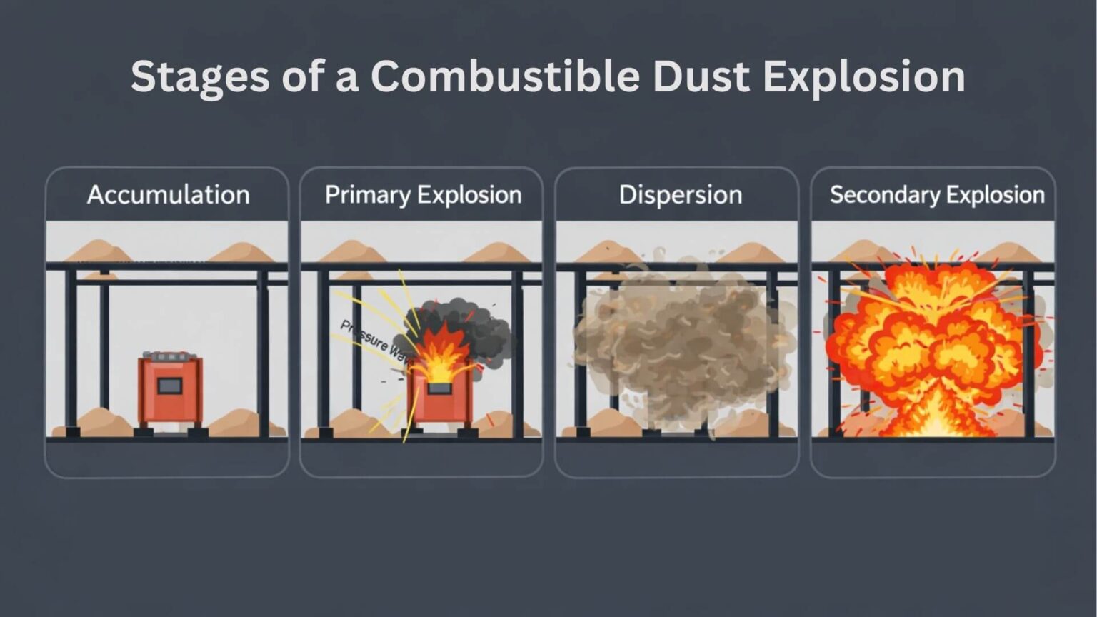 Combustible Dust Explosions: Flame Propagation, and Secondary Explosions